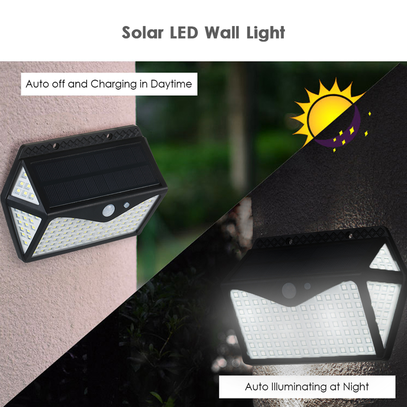 2 Pcs Solar Lights Outdoor Wireless 140 LED Solar Motion Sensor Lights ...
