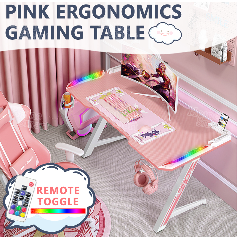 HomeSmart โตะคอมพิวเตอร์ Pink gaming table โต๊ะ โต๊ะคอมพิวเตอร์ สีชมพู ...