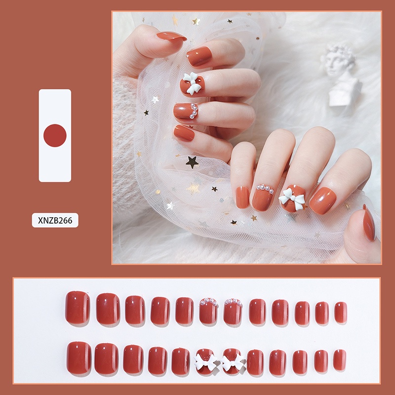 【FREE 24 Sticker glue】24Pcsbox Fake Nails With Glue Sticker Press On ...