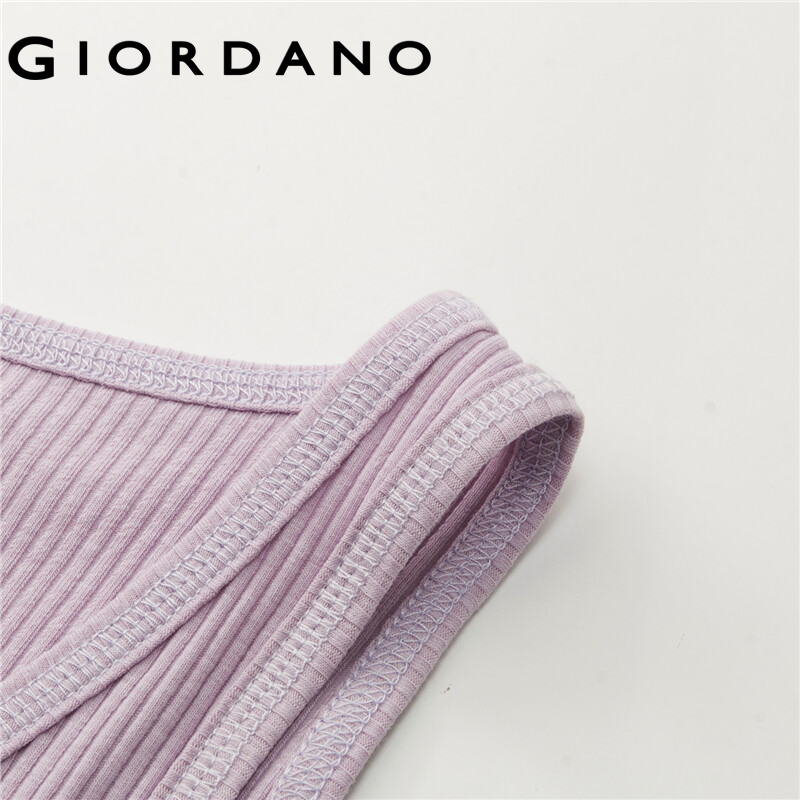 GIORDANO Women Tanks Slim Stretchy Ribbed Texture Casual Tanks Crewneck ...