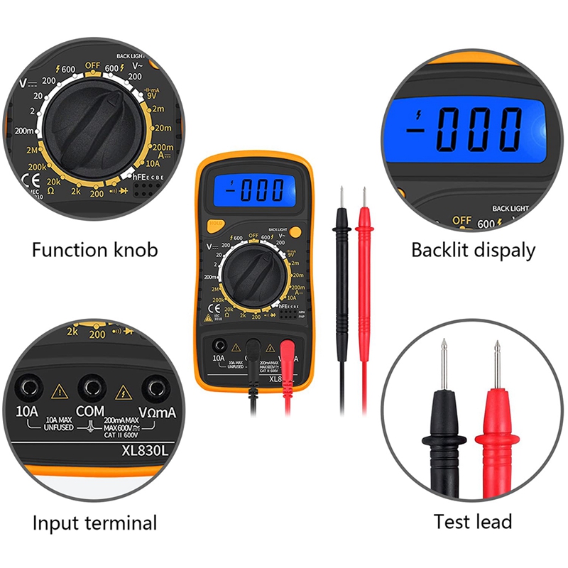 Digital Multimeter Voltmeter Tester Multi Meter Backlight LCD ...