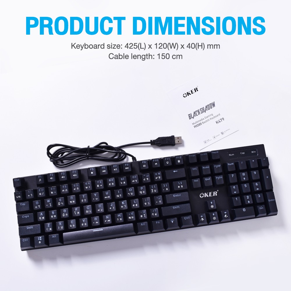 🆕มาใหม่ 🚀ส่งเร็ว🚀 K479 OKER BACKLIT KEYBOARD GAMING Mechanical Blue Switch คีย์บอร์ด เกมมิ่ง ...