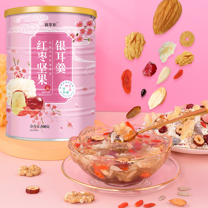 Fasimiyu 500g/กระป๋อง Lycium barbarum อินทผลัมแดง ผงรากบัว Tremella อาหารเช้าแบบเบา ๆ ทดแทนซุป ...