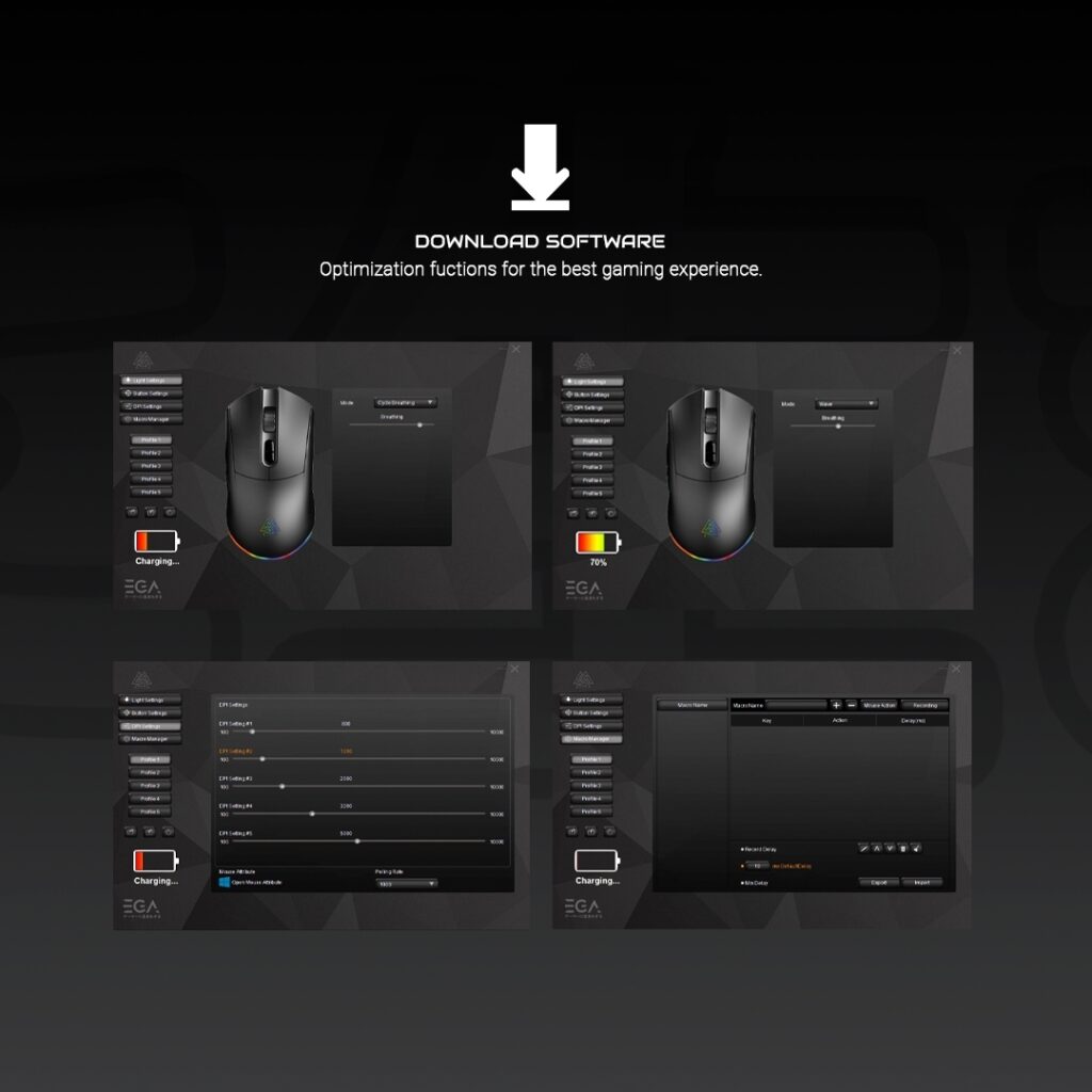 เมาส์มาโครไร้สาย EGA Type M8 Wireless Optical Mouse RGB เมาส์เกมมิ่งไร้ ...