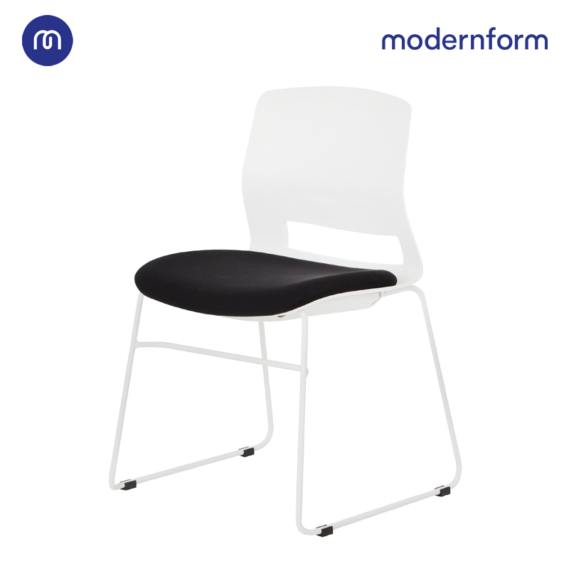 Modernform เก้าอี้สัมมนา เก้าอี้อเนกประสงค์ รุ่น ESN ขาU สีขาว เฟรมพลาสติกสีขาว เบาะหุ้มผ้าสีดำ ...