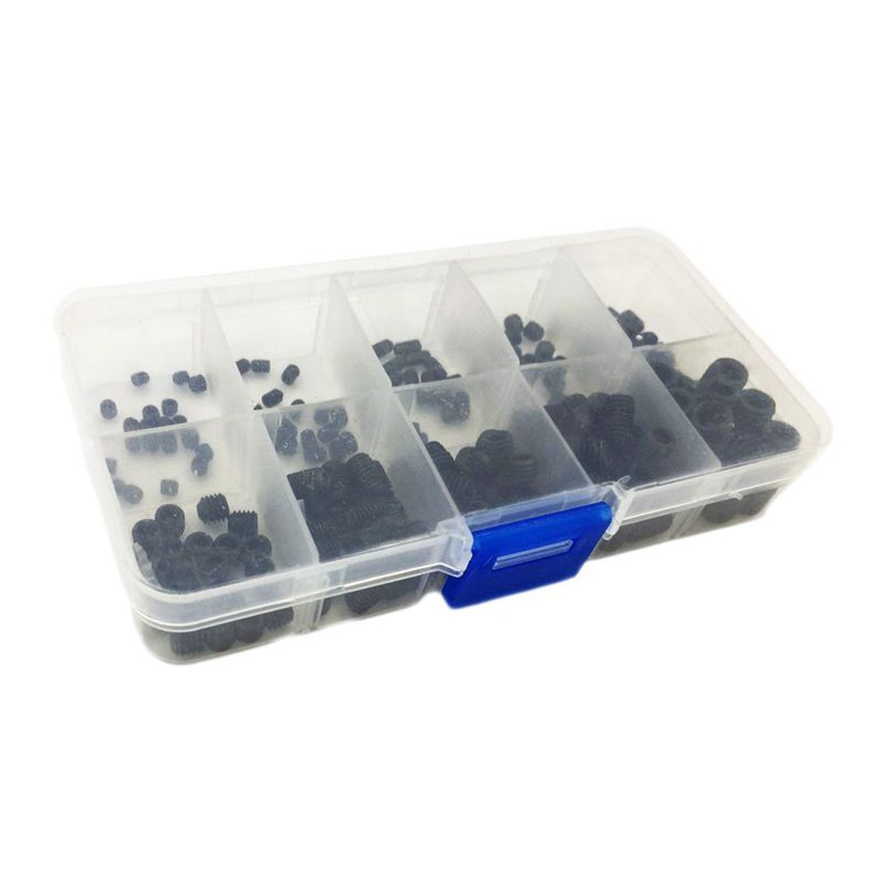 200PCS M3 M4 M5 M6 M8 Hex Head Socket Hex Grub Screw Set Assortment Kit(Black Alloy Steel ...