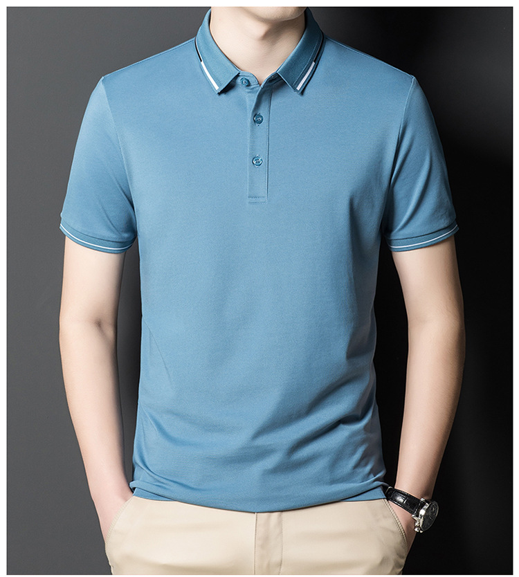 901A คอปกผู้ชายฤดูร้อน polo เสื้อเชิ้ตแขนสั้นผู้ชายลำลองสีทึบ T เสื้อยืดธุรกิจสไตล์เกาหลีสลิม ...