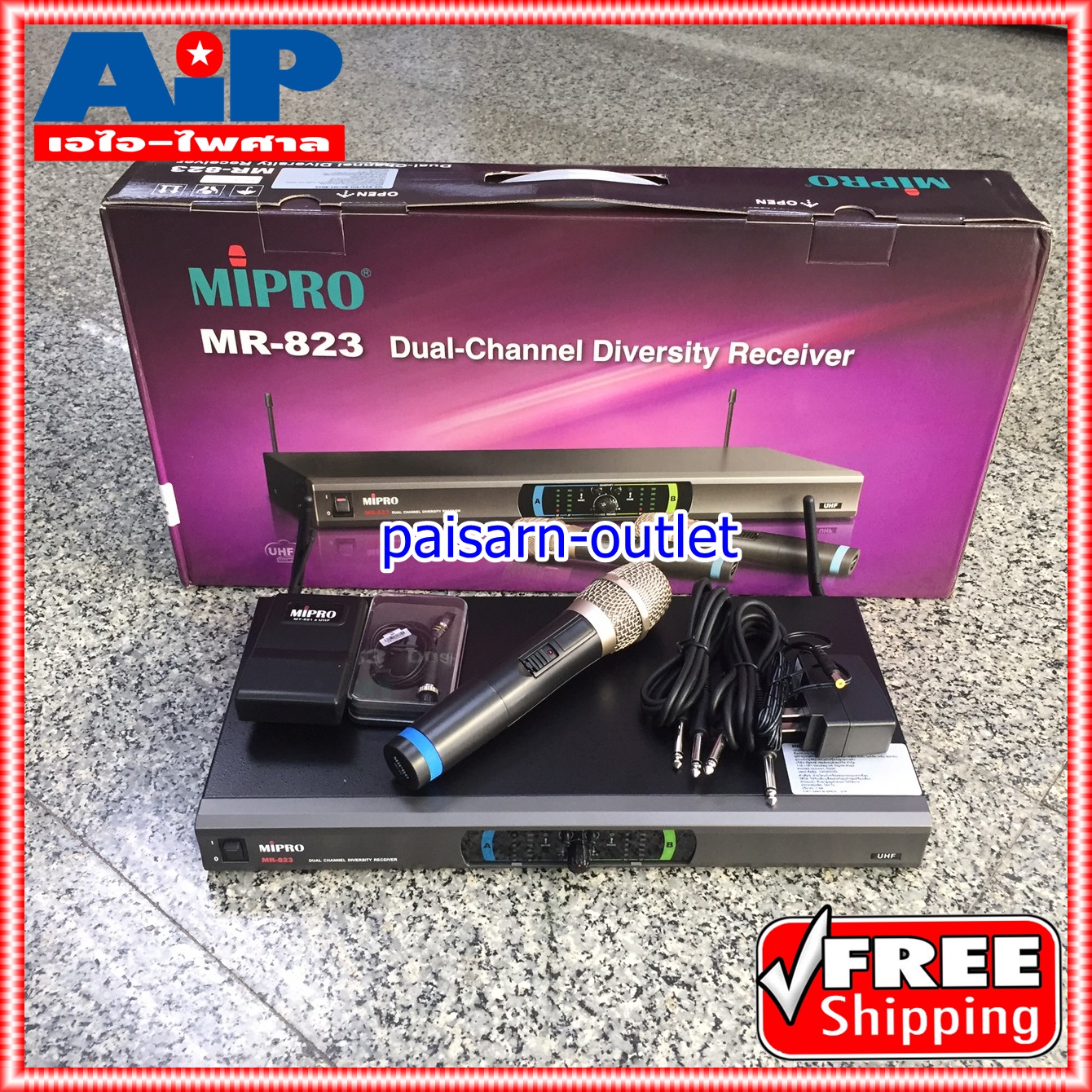 ไมค์ลอยคู่ UHF MIPRO MR-823 /MT-801a+MH-80 ไมค์ลอยแบบ มือถือ1 หนีบเสื้อ1 ความถี่ล่าสุดที่ กสทช ...