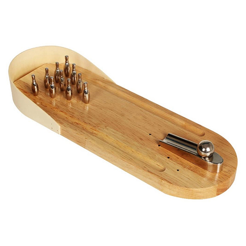 Mini Bowling Toy Wooden Desktop Indoor Outdoor Bowling Game Set Classic ...