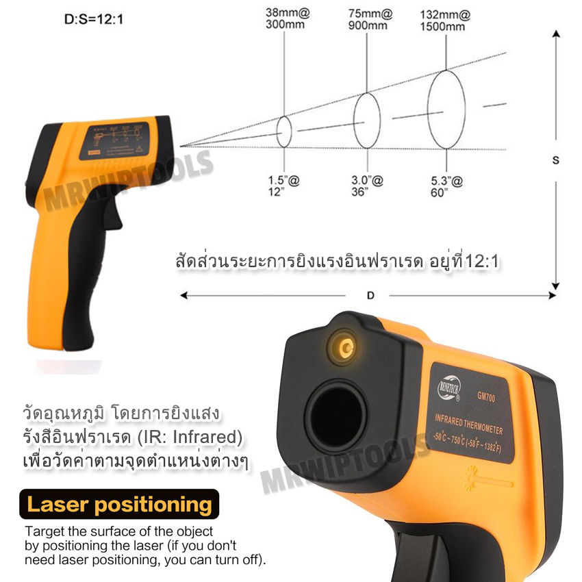 GM700 Digital infrared Thermometer Temperature Meter -50C 700C ปืนวัด ...