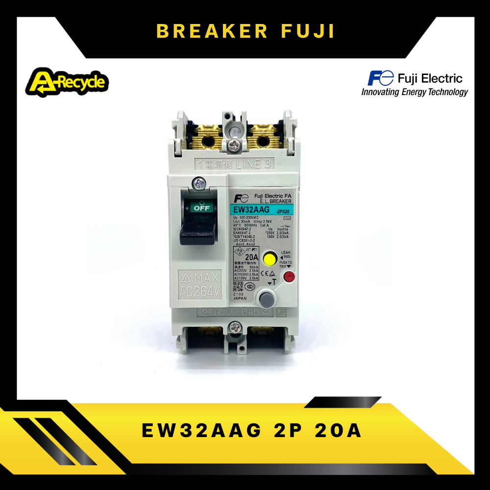 BREAKER FUJI ELCB EW32AAG 2P 20A/30mA | Lazada.co.th