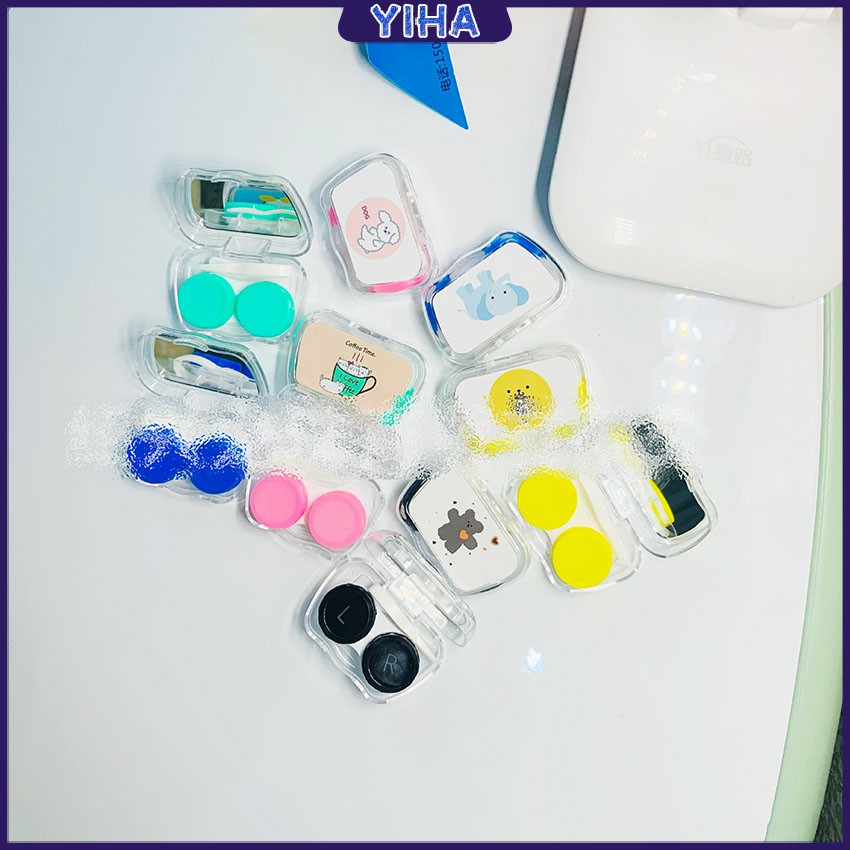 Yiha กล่องใส่คอนแทคเลนส์ บิวตี้คอนแทคกล่องคู่ แบบพกพา Contact lens case ...