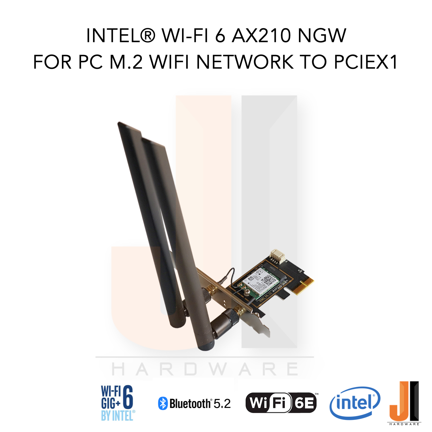 Intel Wi-Fi 6 AX210 for PC Pci-e X1 wireless lan bluetooth v.5.2 dual band 2.4Ghz 6Ghz with 8 DB ...