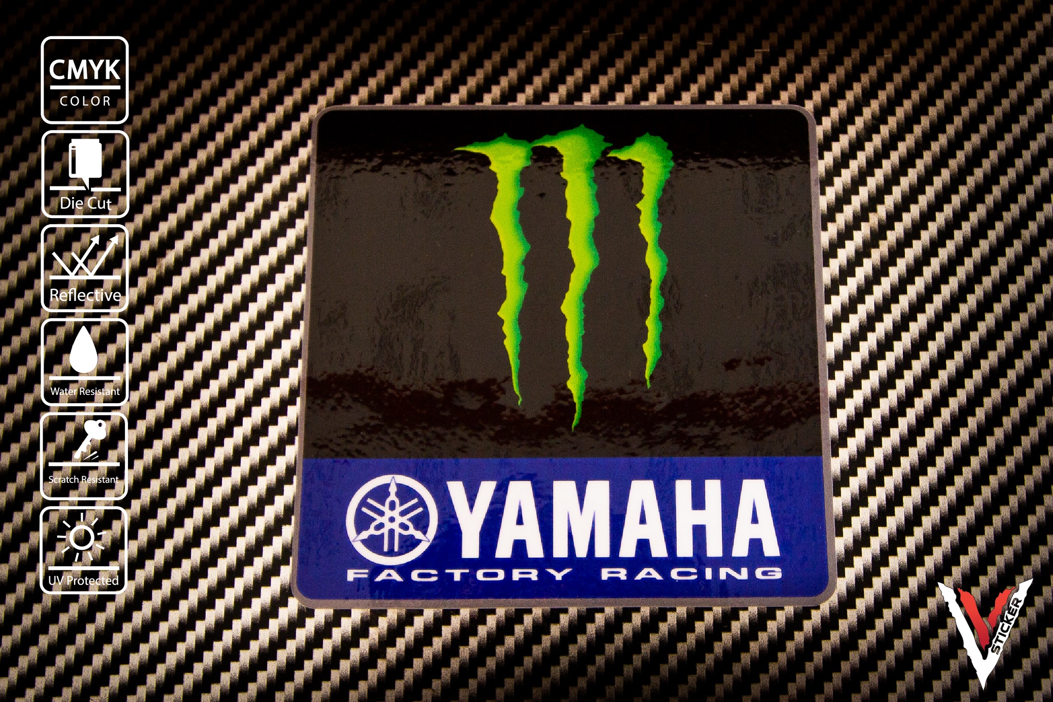 สติ๊กเกอร์ติดรถ Sticker Monster Energy Yamaha Factory 228 | Lazada.co.th