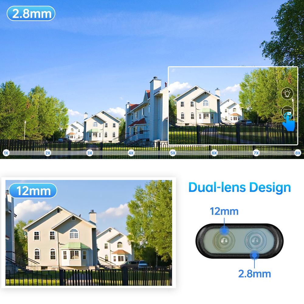 BESDER 4MP 4K กล้อง Wifi กลางแจ้งพร้อมสัญญาณกันขโมยไซเรน Dual เลนส์ 8X ...