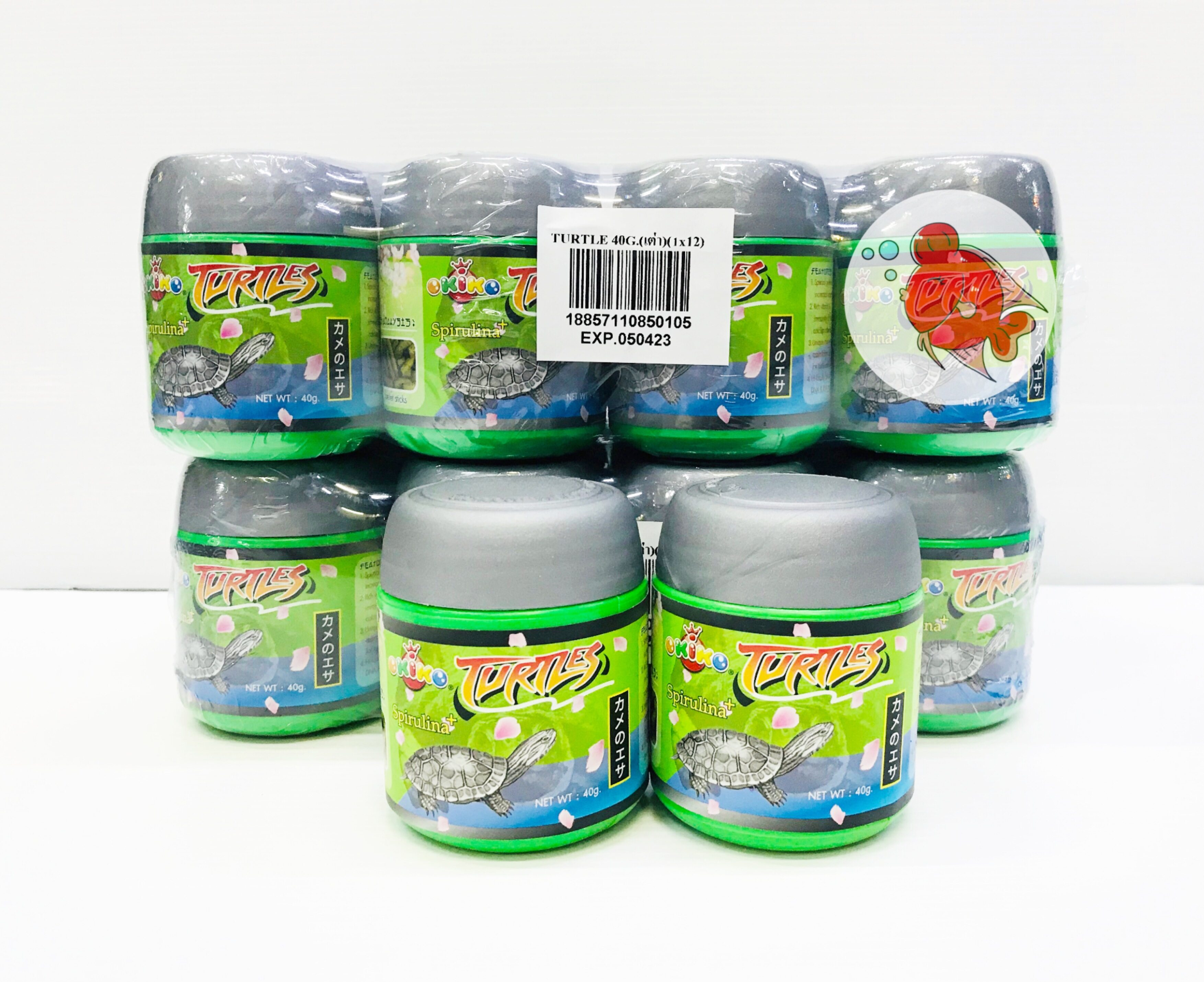 (ยกโหล 12 กระปุก) อาหารเต่า Okiko โอกิโกะ มีส่วนผสมสาหร่ายสไปรูลิน่า ...