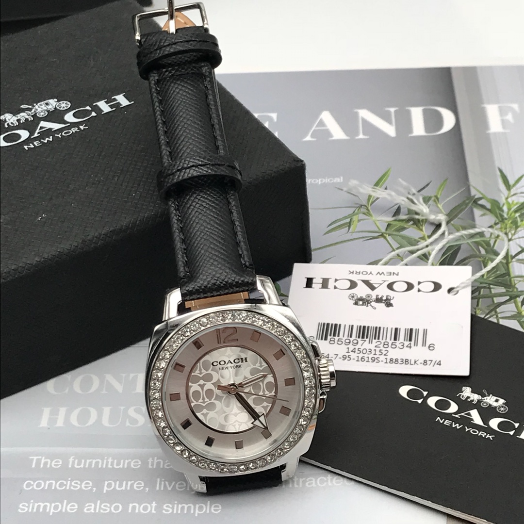 Womens Coach 14503152 BOYFRIEND Silver Tone Glitz Watch หน้าปัดล้อม ...