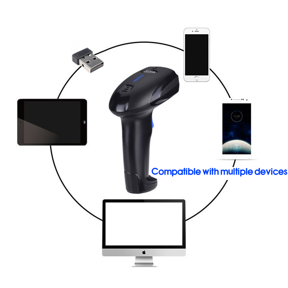 Wireless Barcode Scanner handhold 3-in-1 2.4GHz Wireless USB2.0 ...