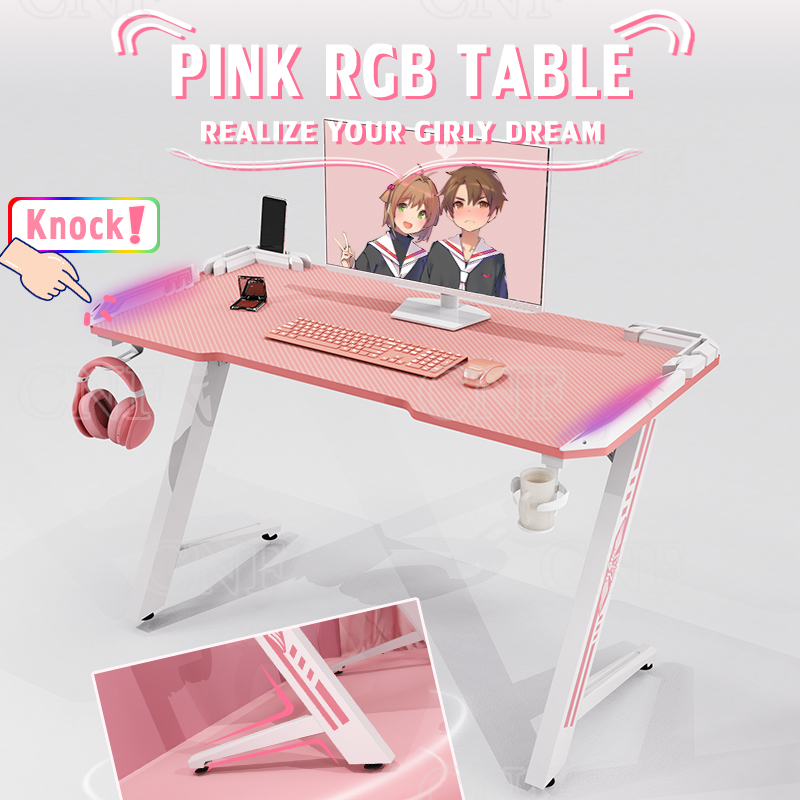 CareYourself โต๊ะคอมพิวเตอร์ สีชมพู โตะคอมพิวเตอร์ โต๊ะเกมมิ่ง Pink ...