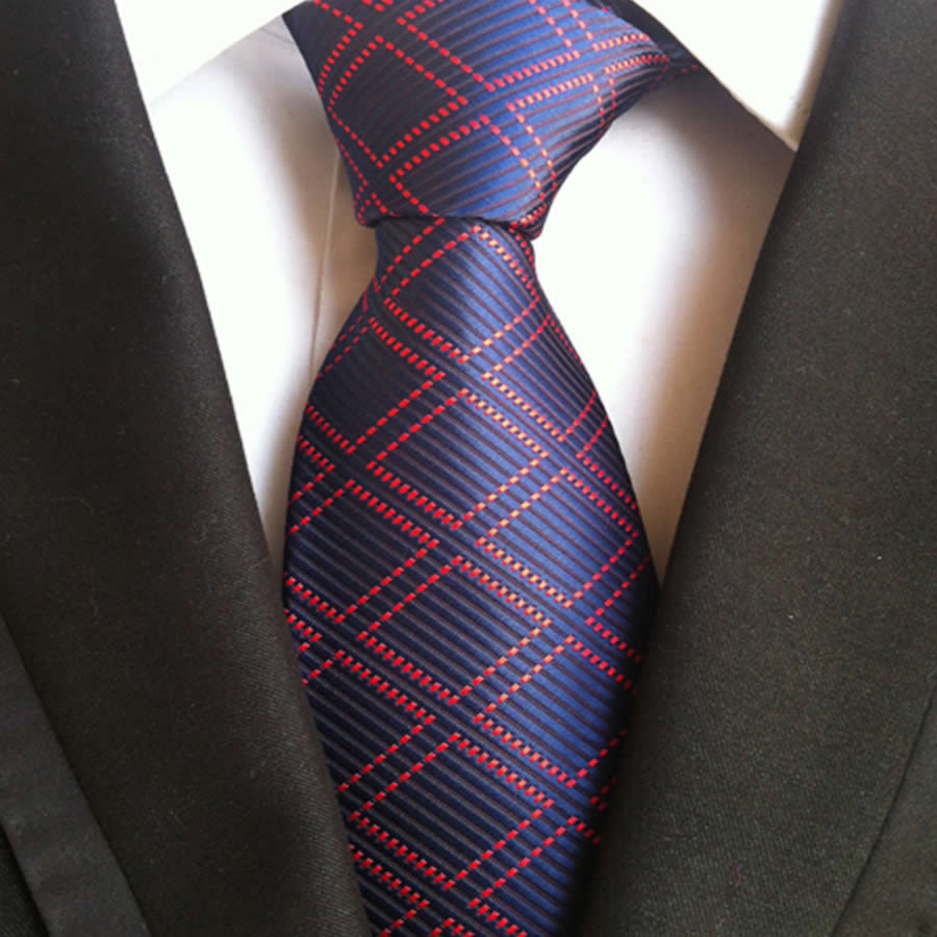 Men's Formal Business Tie Plaid Check Polyester Silk Neckties ...