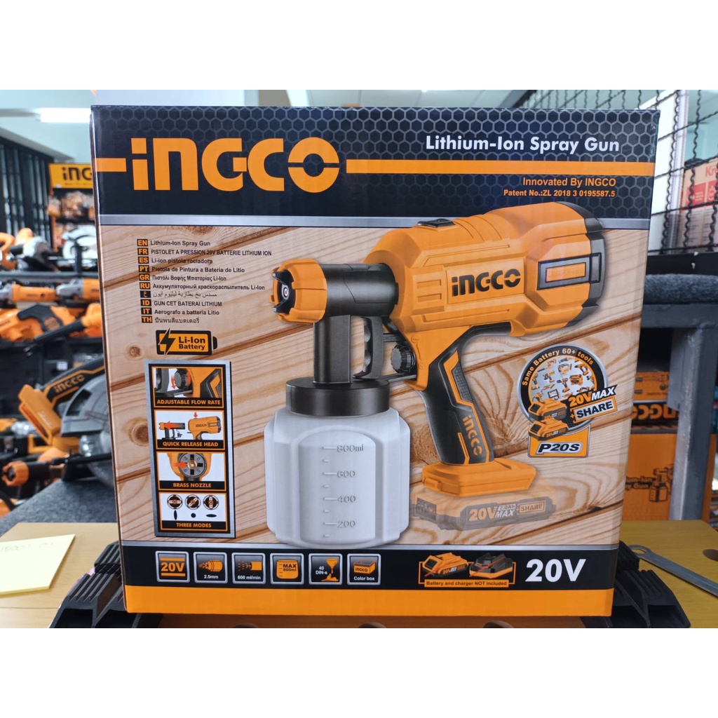 ( โปรถูกสุด ) กาพ่นสีไร้สาย 20 โวลท์ 🚩ไม่รวมแบตและที่ชาร์จ🚩 INGCO รุ่น ...