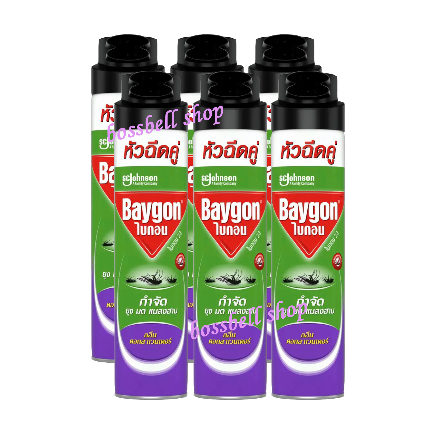 Baygon ไบกอน เขียว กลิ่นลาเวนเดอร์ 600 มล. ( 2 แพ็ค 6 ชิ้น) | Lazada.co.th