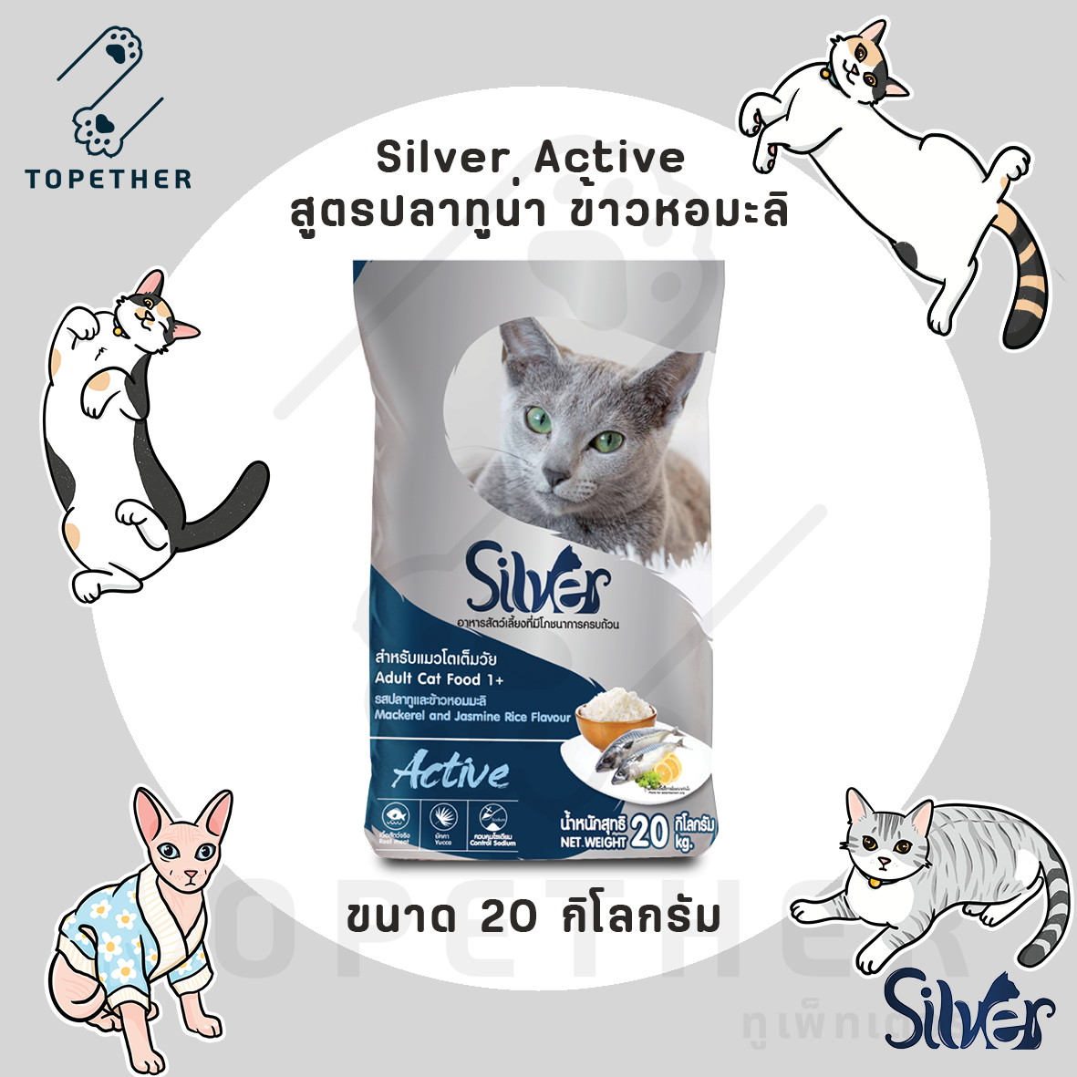 Silver Active รสปลาทูและข้าวหอมมะลิ 20kg | Lazada.co.th