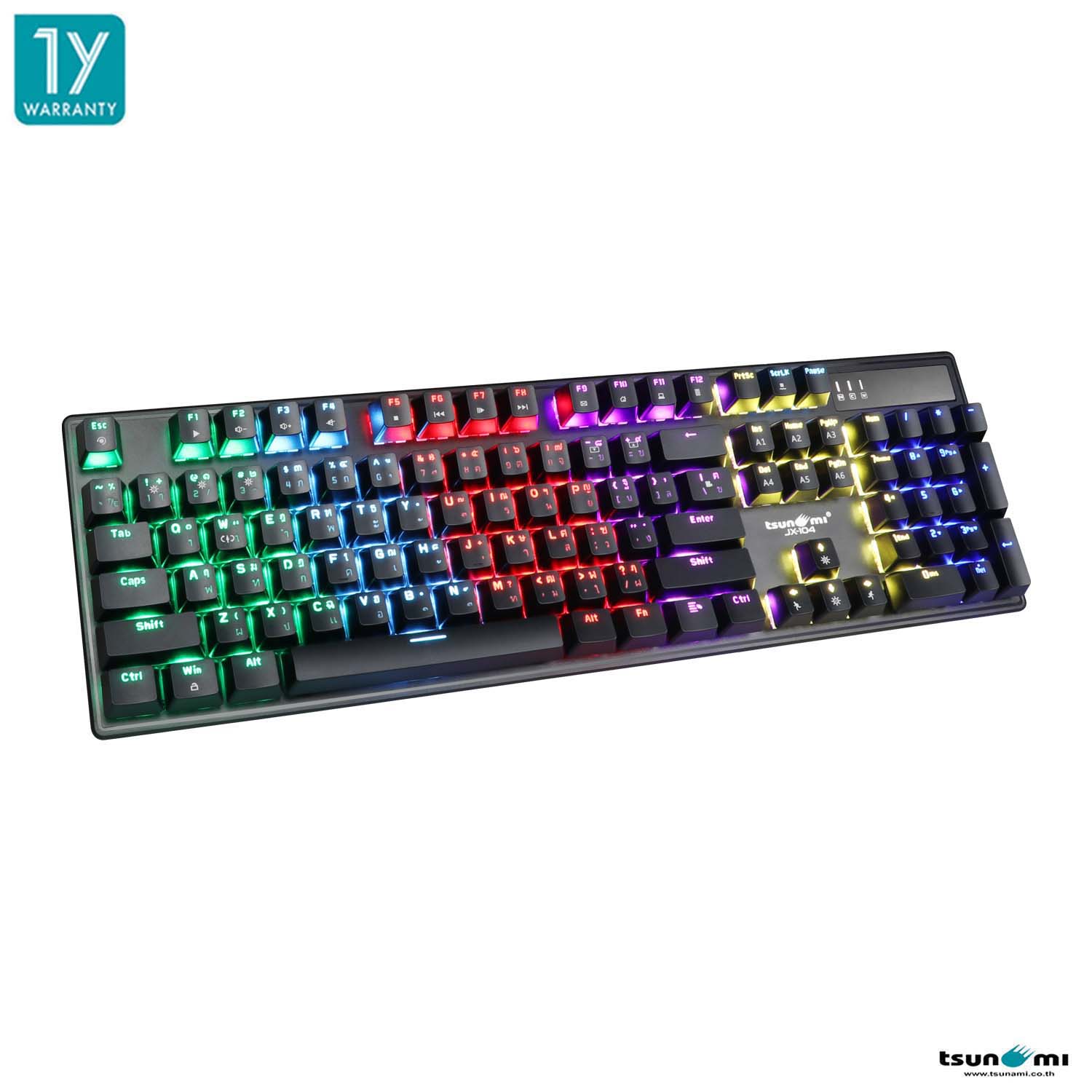 คีย์บอร์ดเกมมิ่ง Tsunami JX-104 100 Compact Mechanical Gaming Keyboard ...