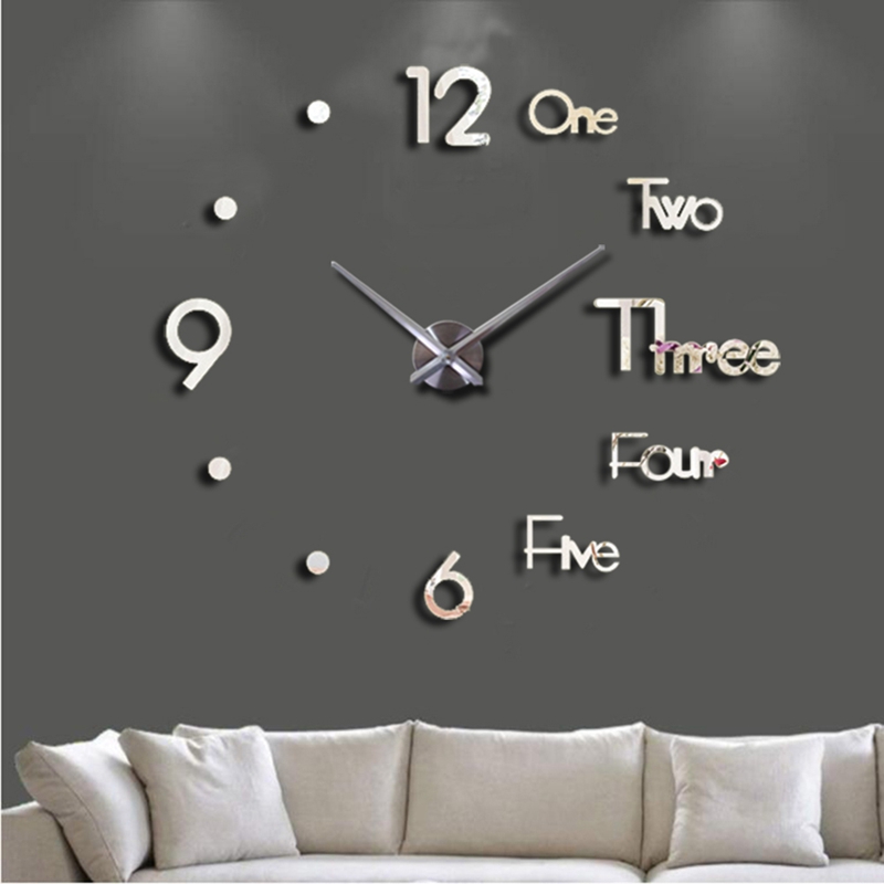 3D DIY Wall Clock Modern Design Wall Sticker Clock Silent Home Decor ...