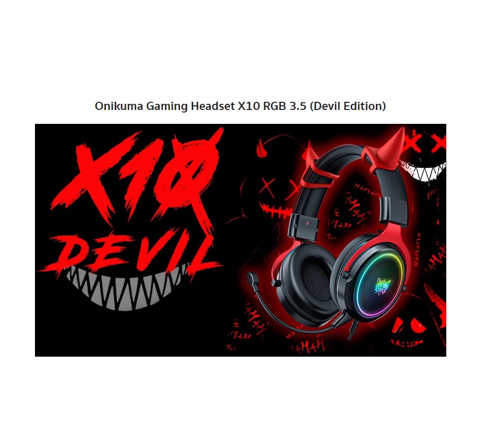หูฟัง หูฟังเกมมิ่งส์ ONIKUMA Gaming Headset X10 RGB แจ็ค 3.5 (Devil ...