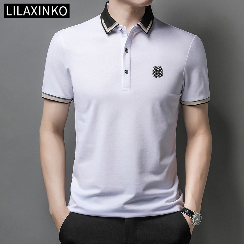 3 Colour LILAXINKO Plain Polo Shirt Casual Lapel Collar T Shirt Short ...