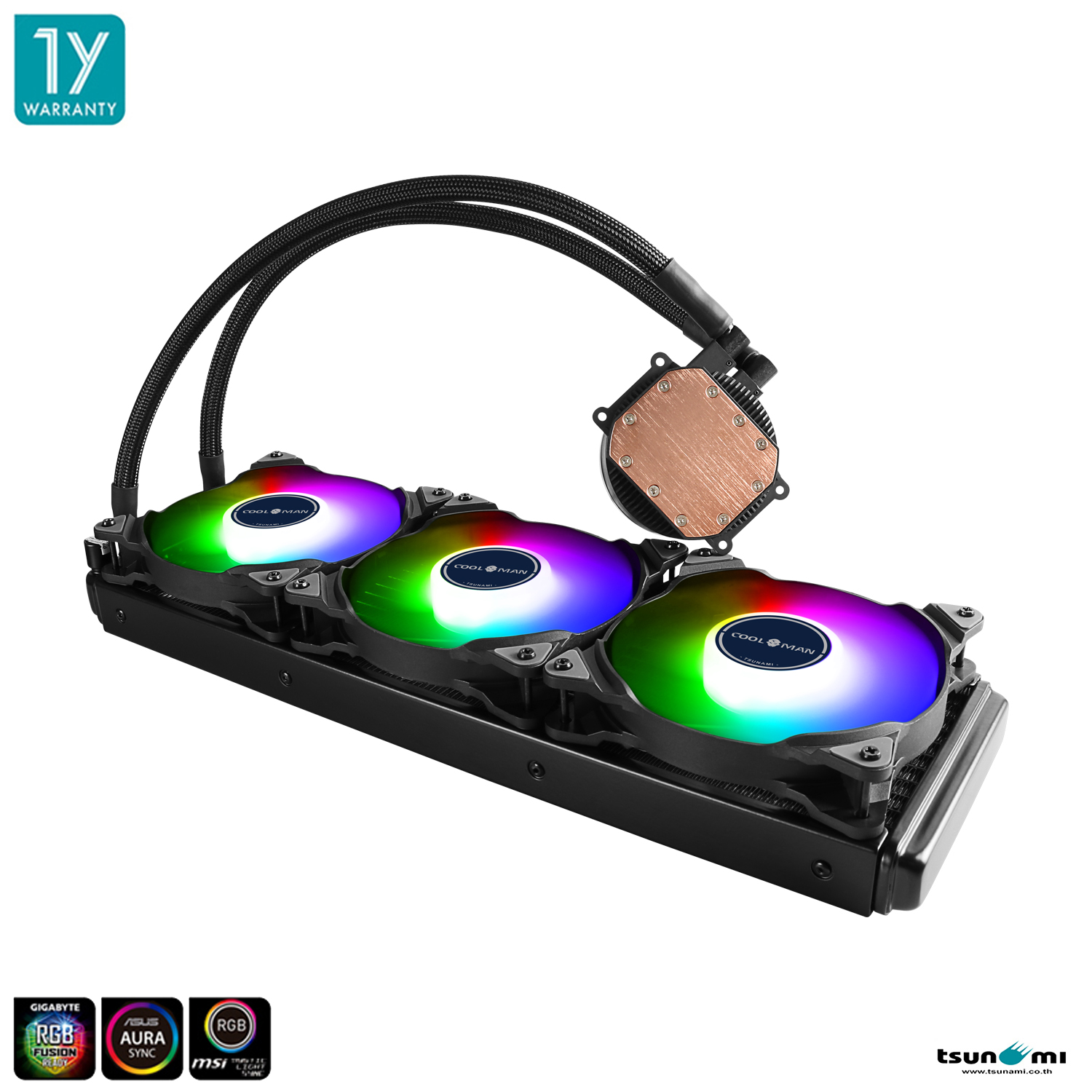ชุดน้ำระบบปิด Tsunami CoolMan ARGB Multi-platform CPU Liquid Cooler CM ...