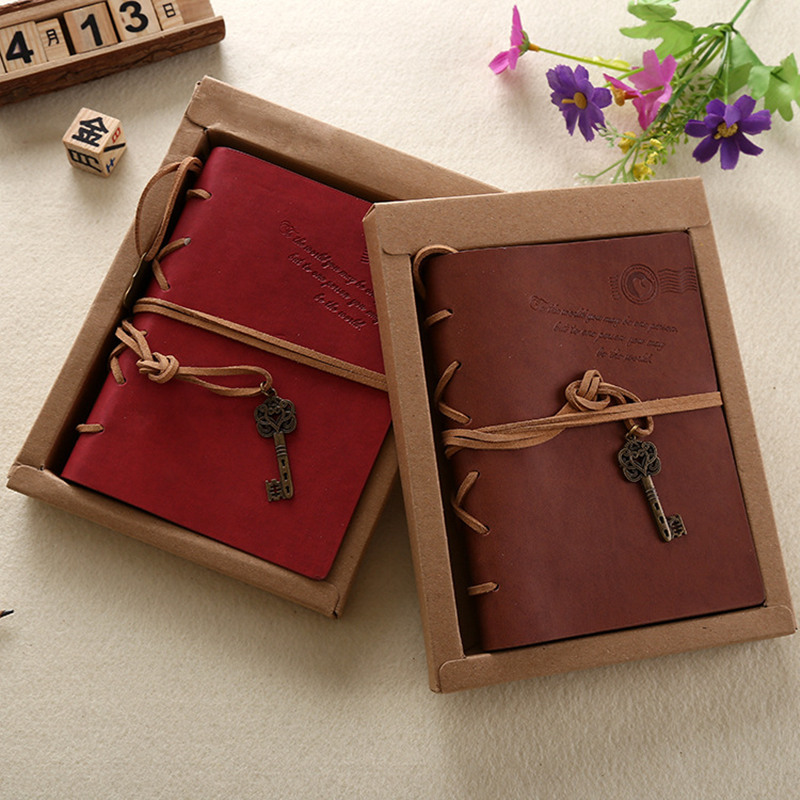 Retro Vintage PU ปกหนัง Blank Notebook Kraft A6 กระดาษ Notepad Travel ...