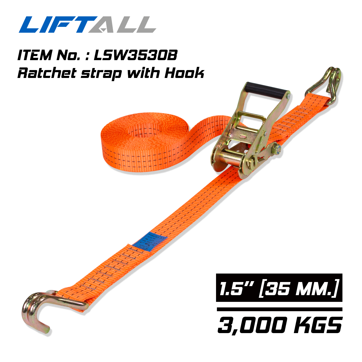 สายรัดของ Lift All รัดน้ำหนัก หัวล็อคเหล็ก ชนิดมีตะขอขนาด 3 ตัน (สายรัด ...