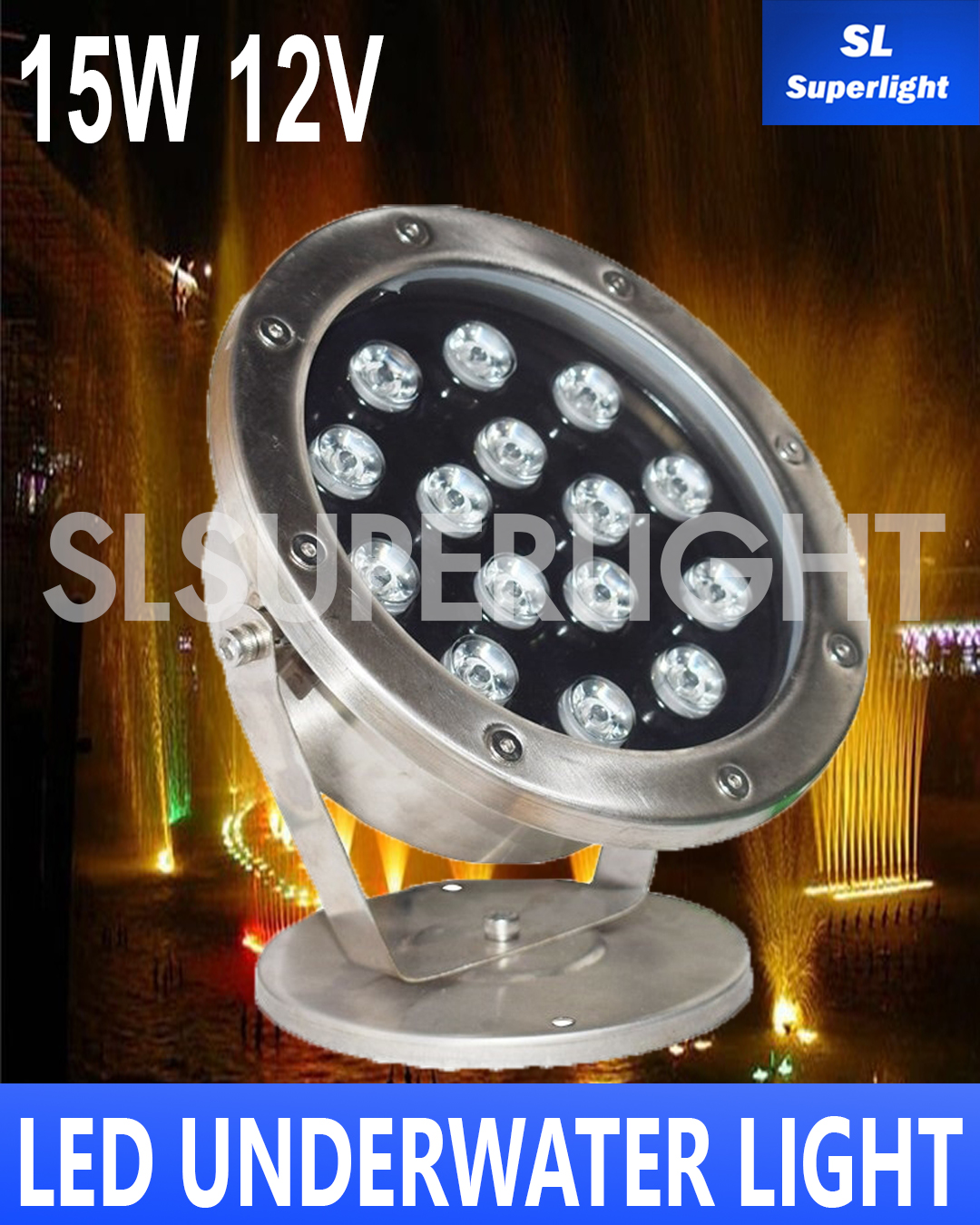 Led underwater swimming pool โคมไฟใต้น้ำ led 12V 9W 12W 15W 18W 24W ปรับองศาได้ เเสงขาว daylight ...