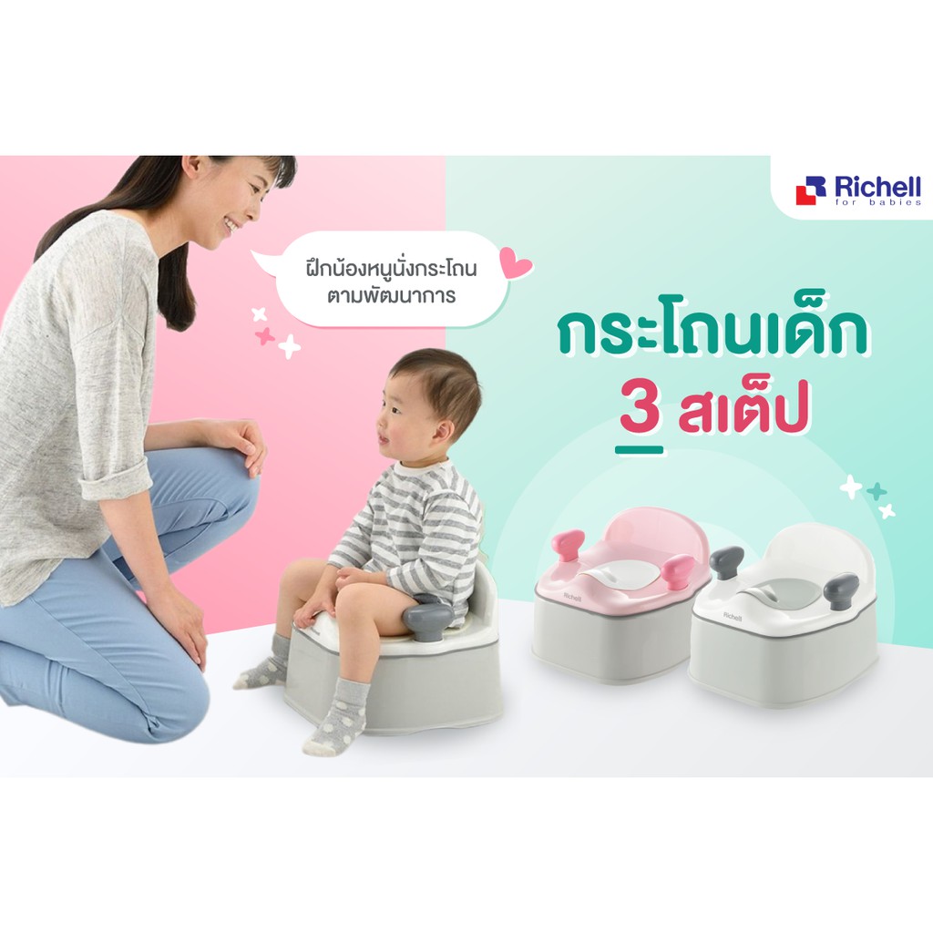 Richell กระโถนเด็ก ปรับใช้ได้ 3 ระดับ ตามพัฒนาการลูกน้อย ส้วมเด็ก กระโถน เด็ก เหมาะสำหรับเด็กวัย ...