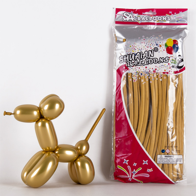 100pcs Magic Long Balloons Metallic Long Strip Balloon Shiny Chrome ...