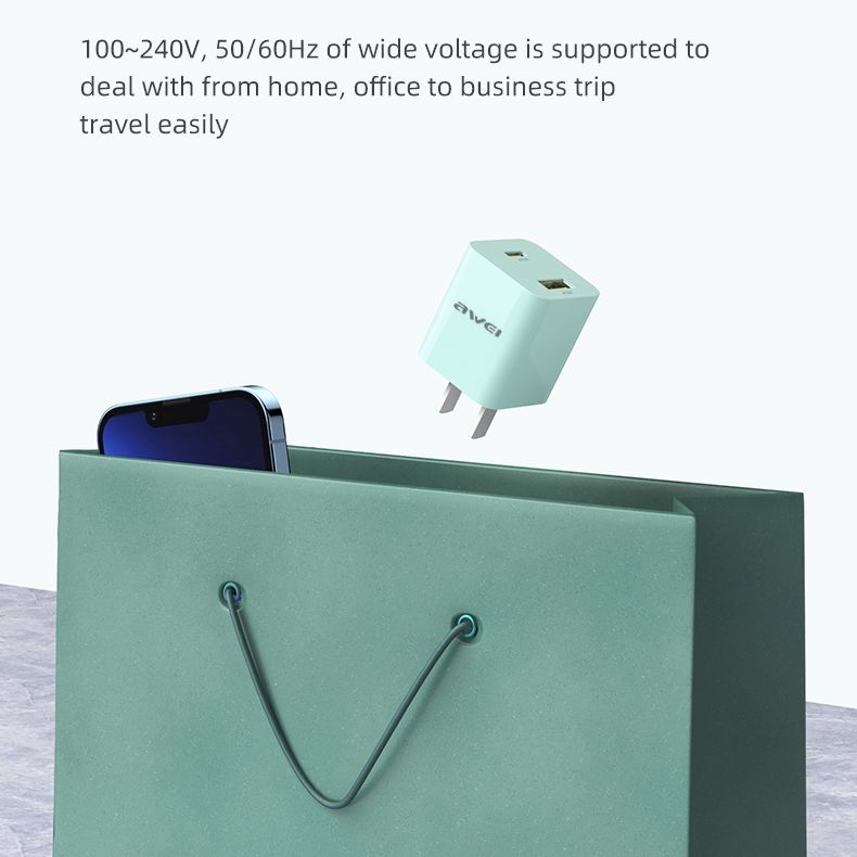 C-L PD20w cable Awei PD26 PD 20W Fast Charger Adapter Quick Charge QC 3 ...