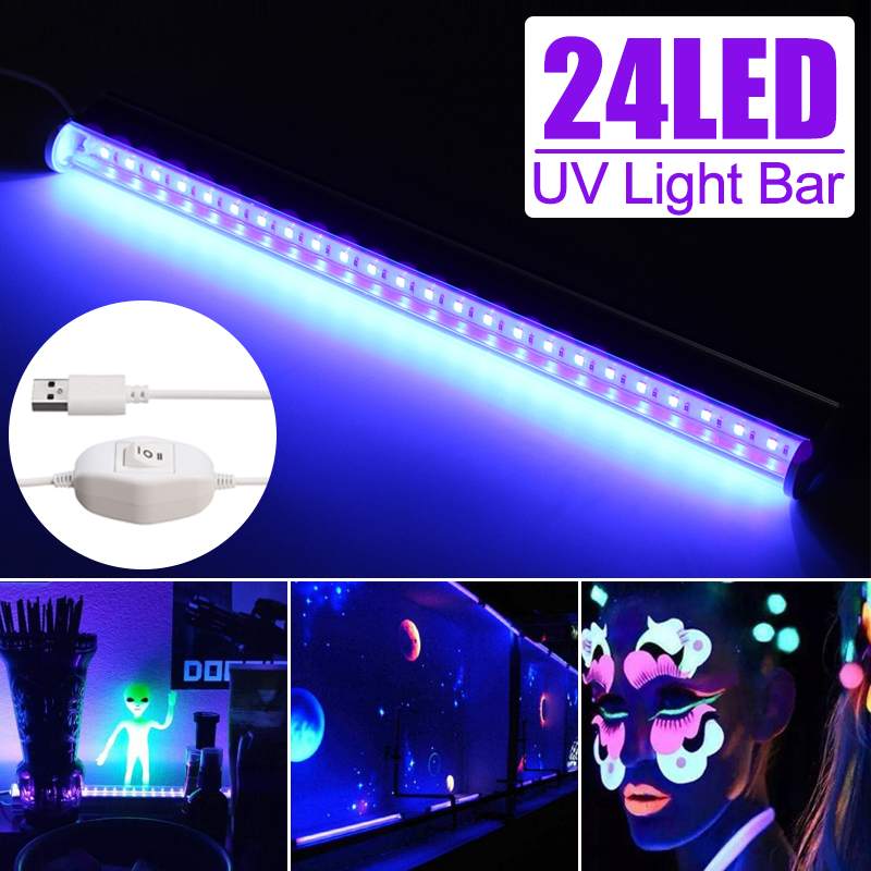 6W 30CM USB Portable UV LED Black Light Tube UVA Violet Fluorescence ...