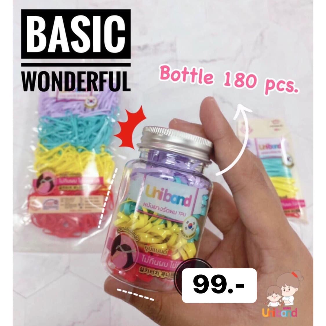 Unibandthailand หนังยางรัดผม ไม่กินผม ไม่ดีดขาดง่าย TPU Basic Size ...