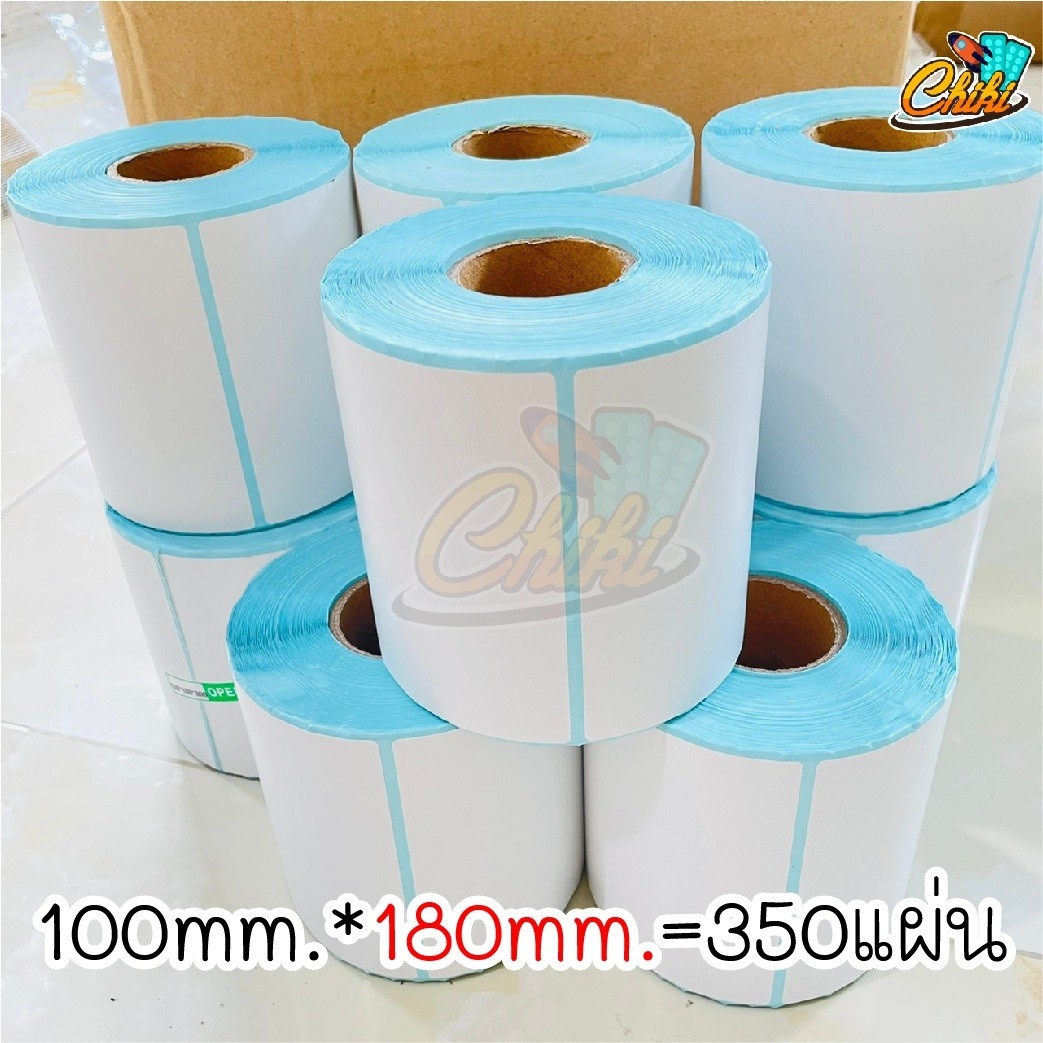 สติกเกอร์ กระดาษความร้อน printer 100x180 100x100 Label Barcode Sticker ...