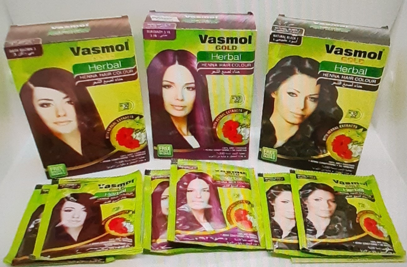 เฮนน่า Vasmol Gold Herbal Henna Hair Color สีดำ สีน้ำตาลเข้ม สีน้ำตาล ...