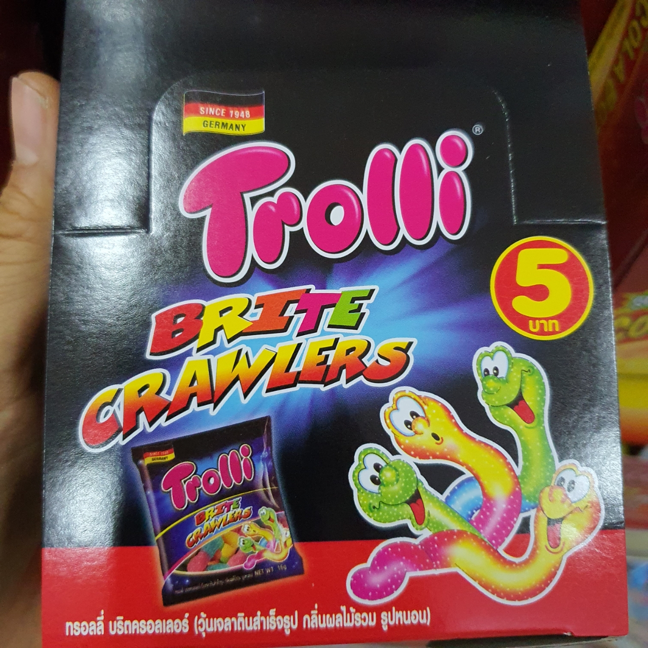 12 ซอง เยลลี่ กัมมี่ หนอน เยลลี่หนอน trolli brite crawlers | Lazada.co.th
