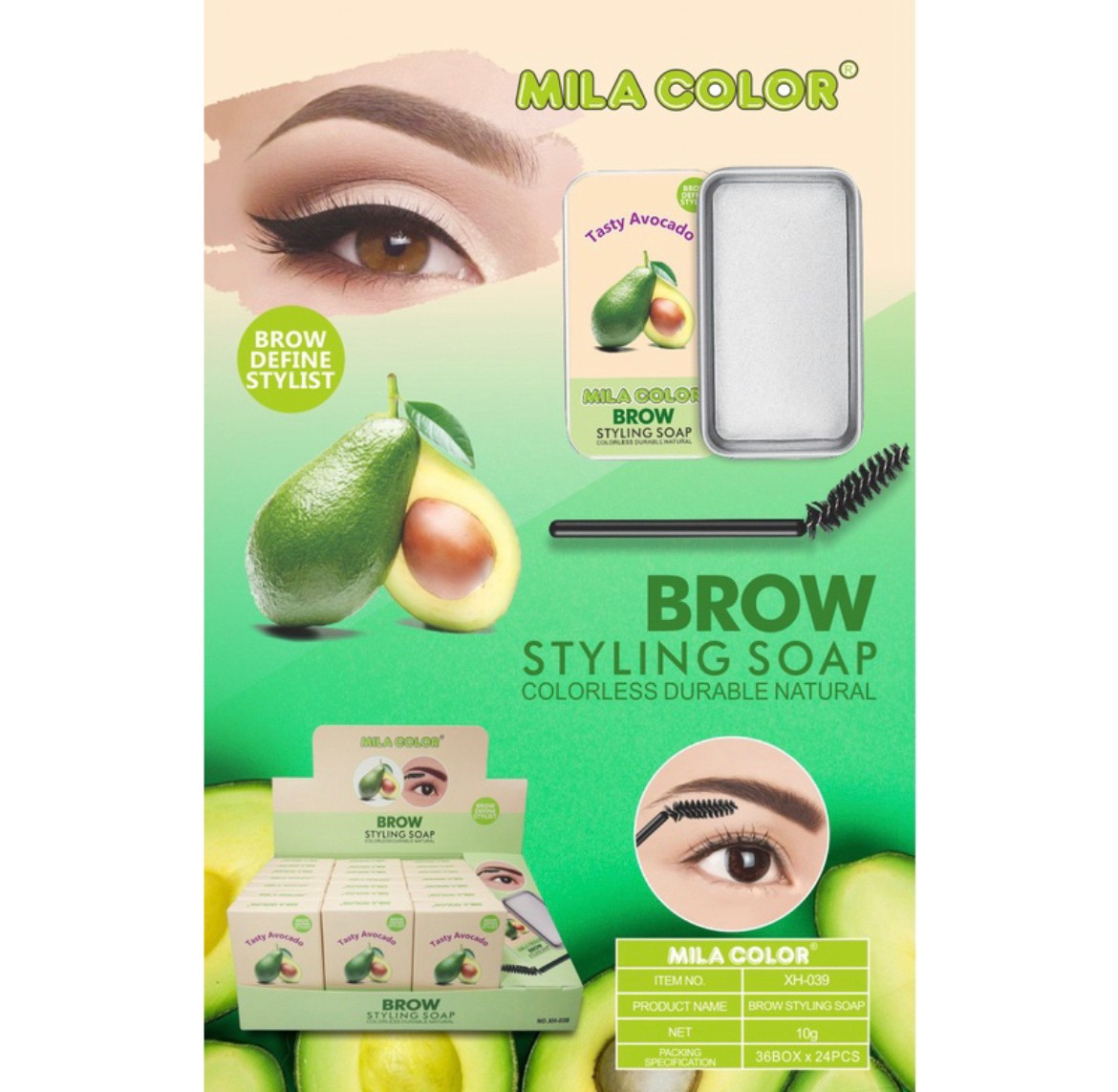 XH039 เจลปัดคิ้วฟู เจลแต่งขนคิ้ว Mila Color Brow Styling Soap กันน้ำ ...