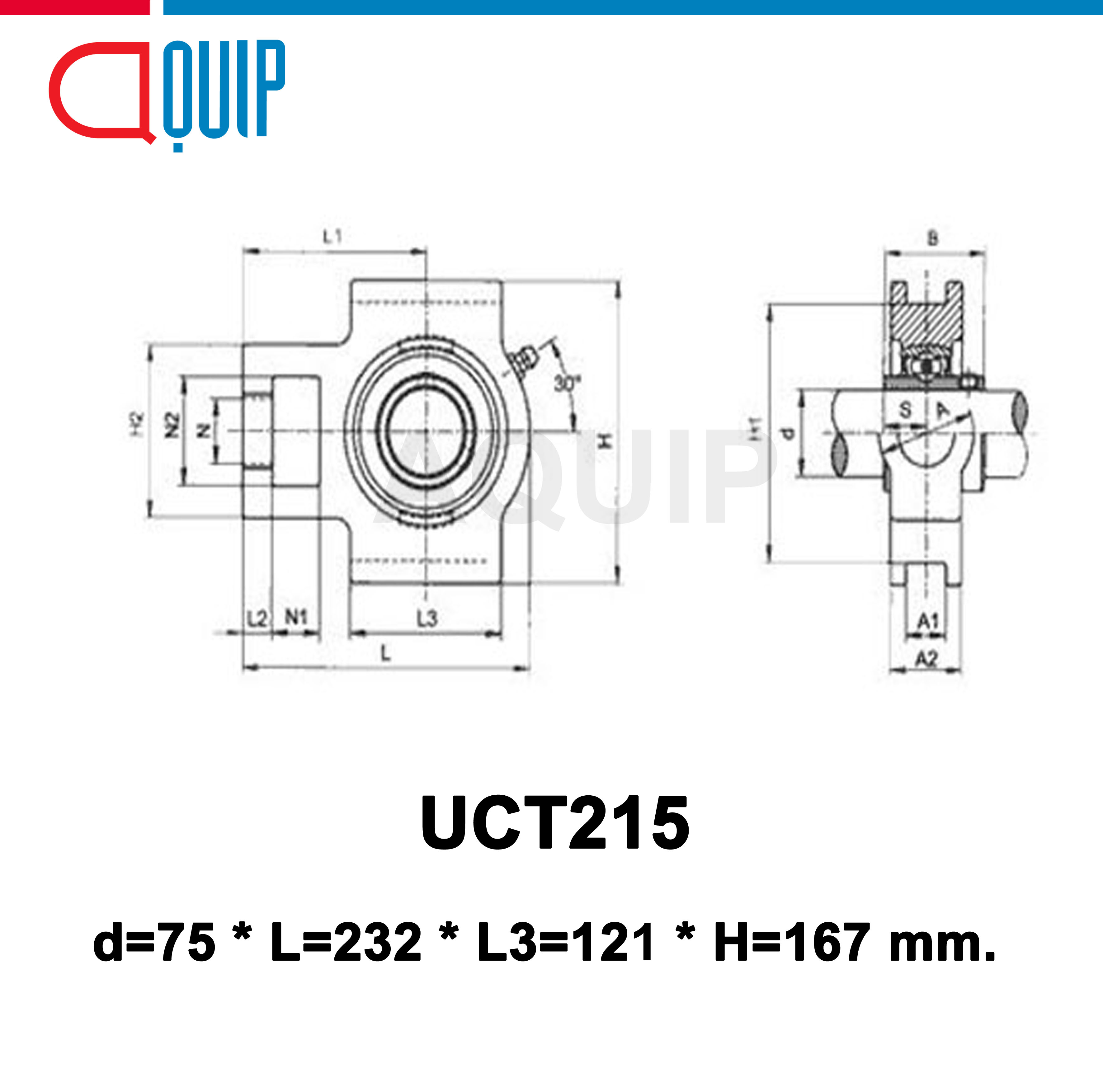 UCT215 UBC ตลับลูกปืนตุ๊กตา Bearing Units UCT 215 ( เพลา 75 มม. ...