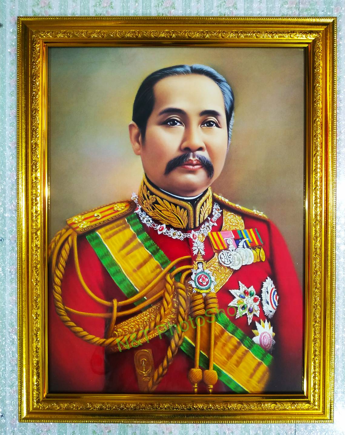 ภาพมงคลติดผนัง ภาพรัชกาลที่ 5 ภาพพระบรมฉายาลักษณ์ ร.5 พร้อมกรอบทอง ขนาด ...