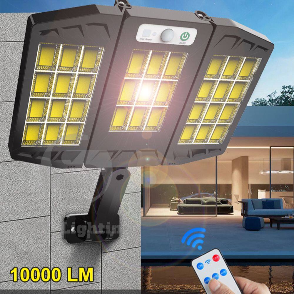 ไฟโซล่าเซลล์ ไฟติดผนัง สปอตไลท์ พับได้3ด้าน 800W โคมไฟ ไฟ Led 10000ลูเ ...