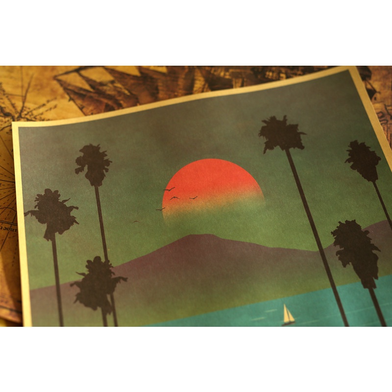 【F067】 The New Malibu Kazhou Landscape Kraft Paper Poster Retro Bar ...