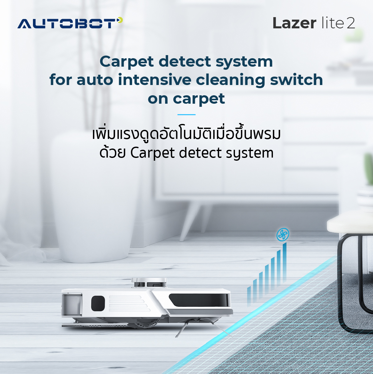 รับประกัน 1 ปี AUTOBOT Lazer Lite 2 หุ่นยนต์ดูดฝุ่นพร้อมถูพื้น ระบบ ...