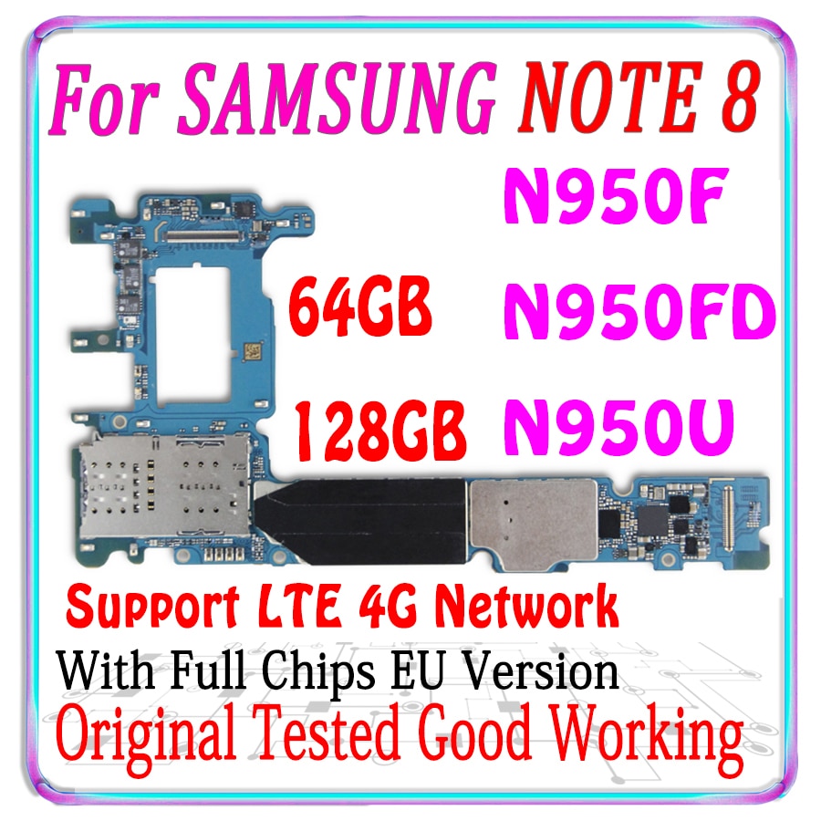 128GB Original Unlocked Mainboards For Samsung Galaxy Note 8 N950F ...